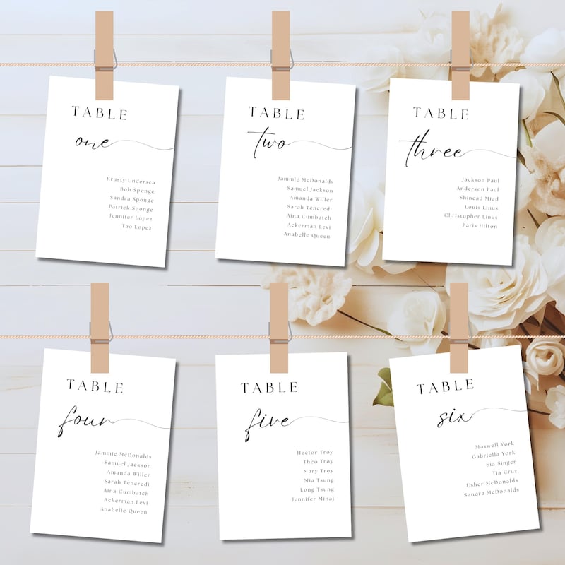 Table Seating Name Cards - Etsy