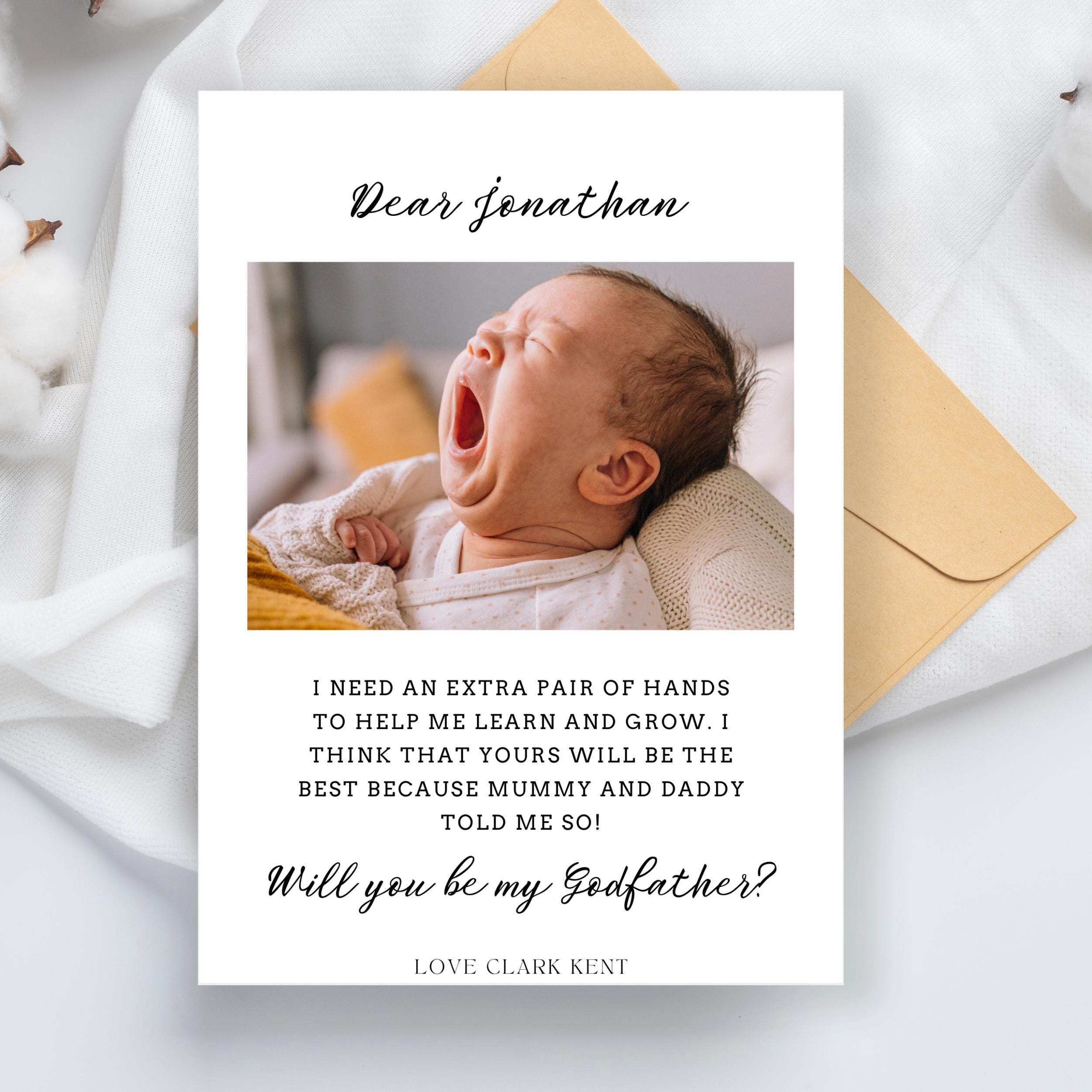 Godfather Proposal Card Template: Minimalist Photo Keepsake (digital ...
