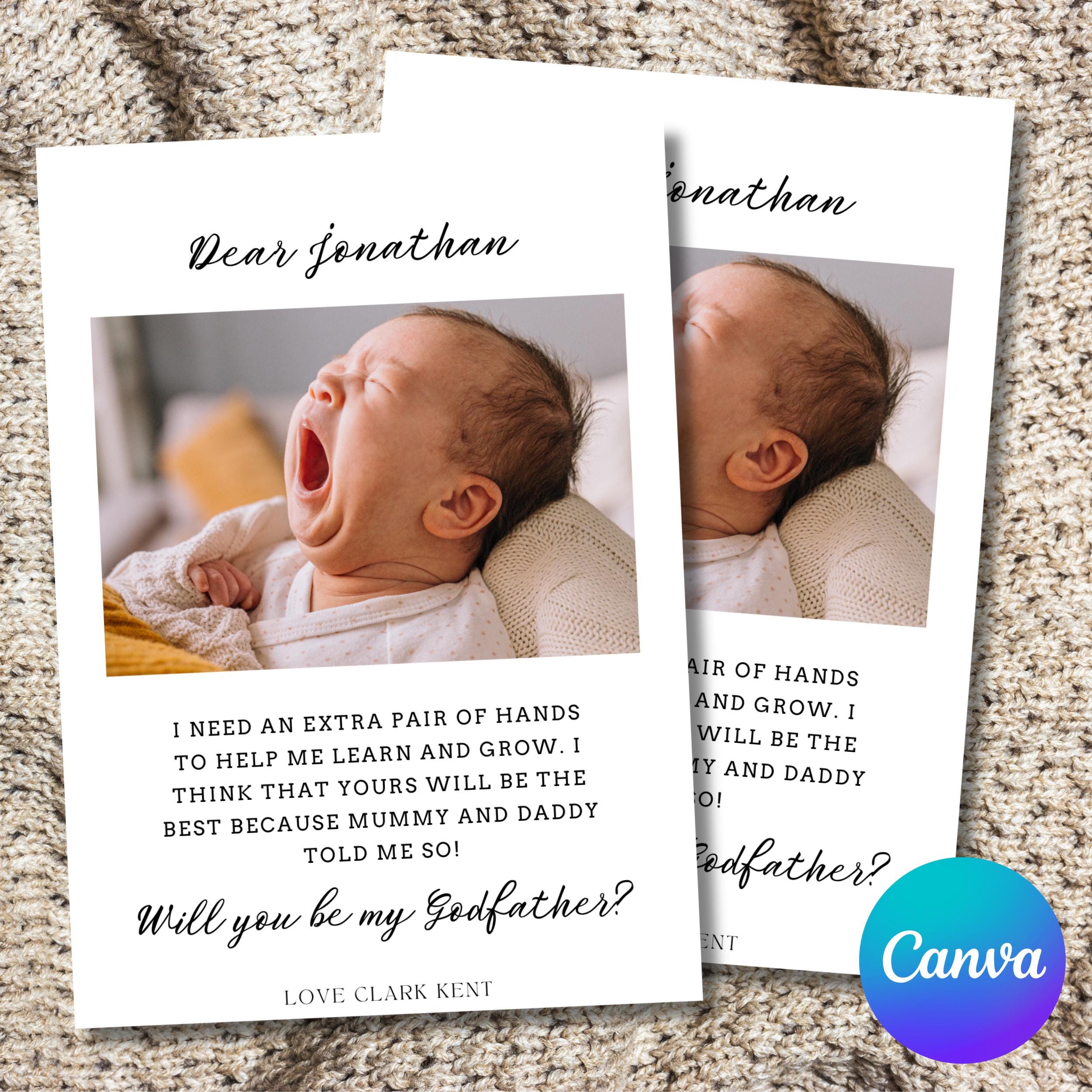 Godfather Proposal Card Template: Minimalist Photo Keepsake (digital ...