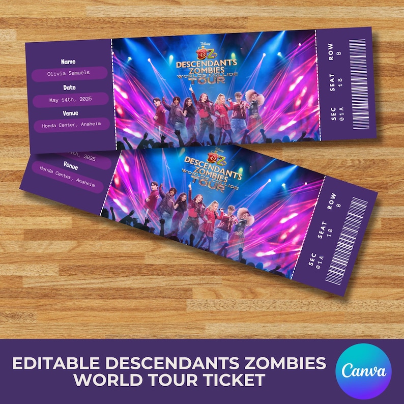Editable Descendants Zombies Worlds Collide Tour Concert Ticket ...
