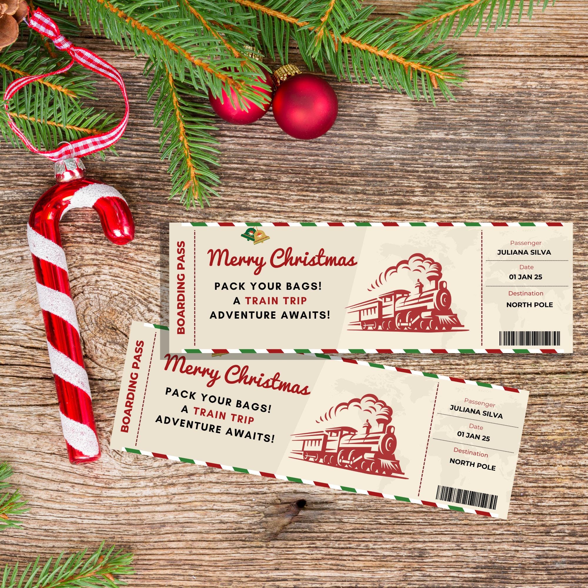 Christmas Train Ticket Surprise Gift | Printable Santa Train Ticket ...