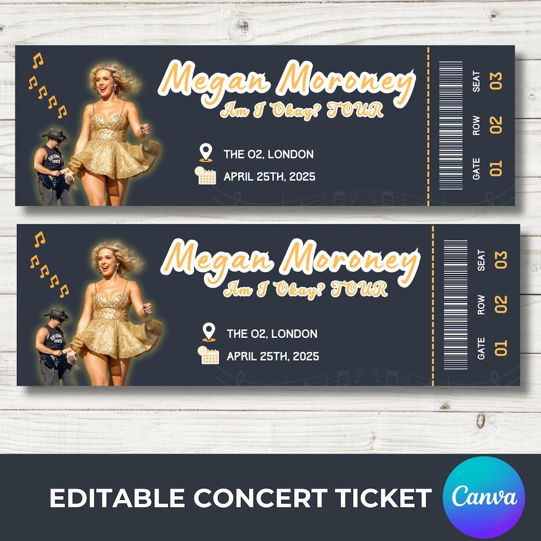 Personalized Megan Moroney Ticket | Am I Okay Tour Ticket | Ticket Gift ...
