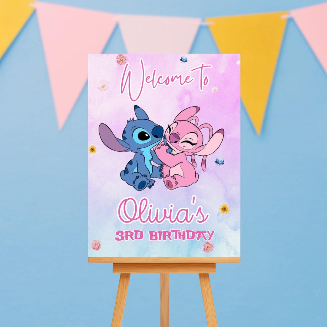 Lilo and Stitch Welcome Sign: Birthday Party Decor (canva Template ...