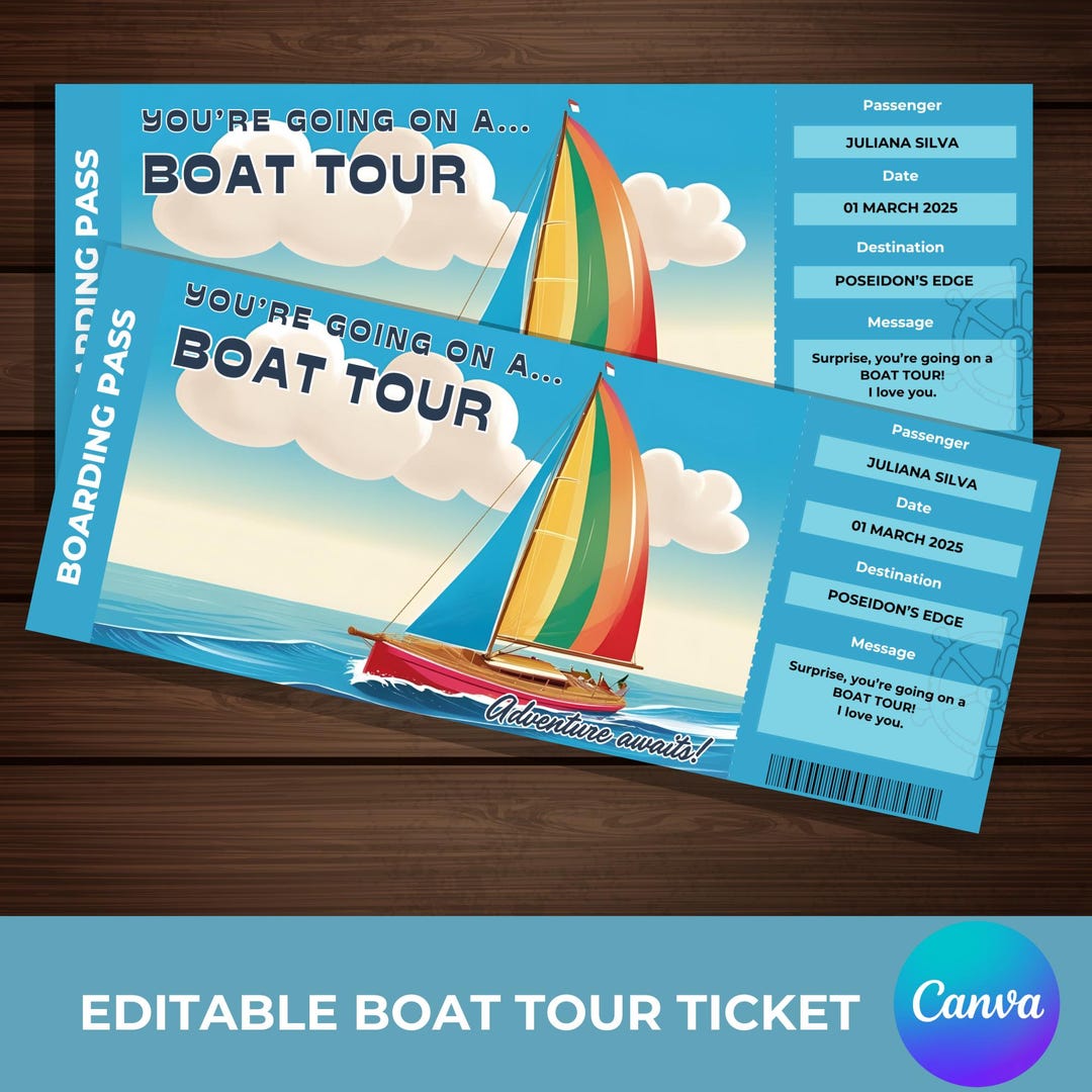 Editable Boat Tour Ticket Template: Surprise Gift Voucher (canva ...