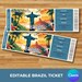 Editable Brazil Trip Ticket: Surprise Vacation Reveal (digital Download ...