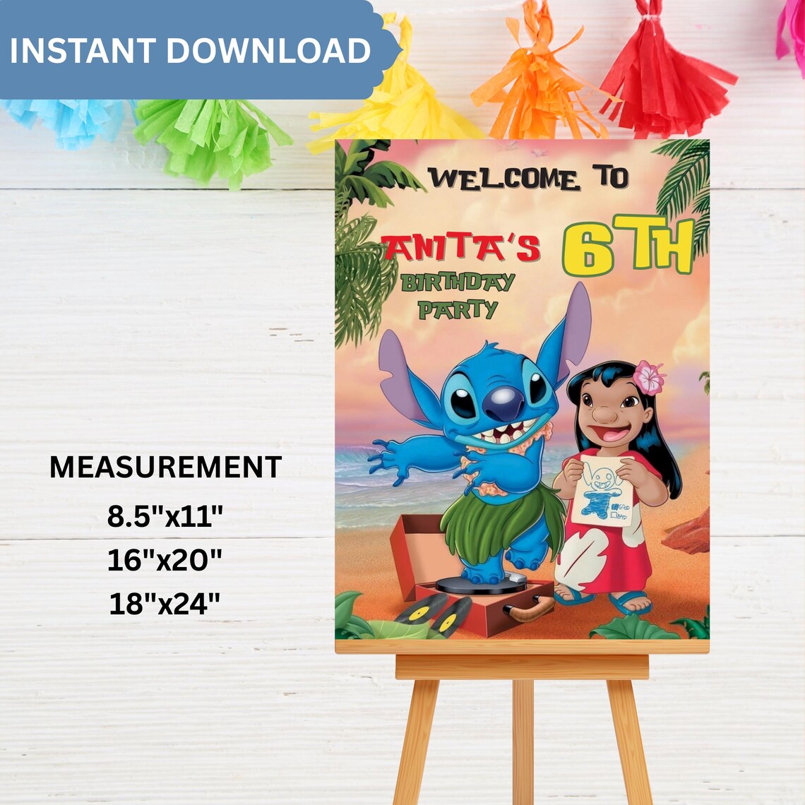 Editable Lilo and Stitch Welcome Sign, Stitch Birthday Party Welcome ...