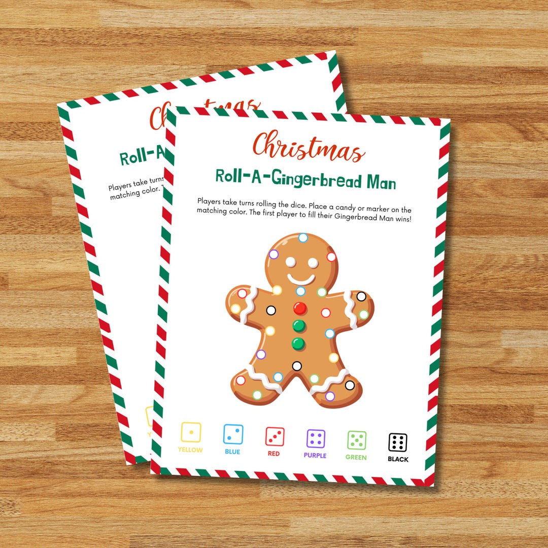 Roll a Gingerbread Man Christmas Game | Printable Candy Dice Game for ...