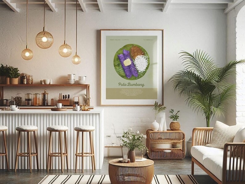 Filipino Food Poster, Puto Bumbong Dessert, Rice Cake Art, Asian Sweet ...