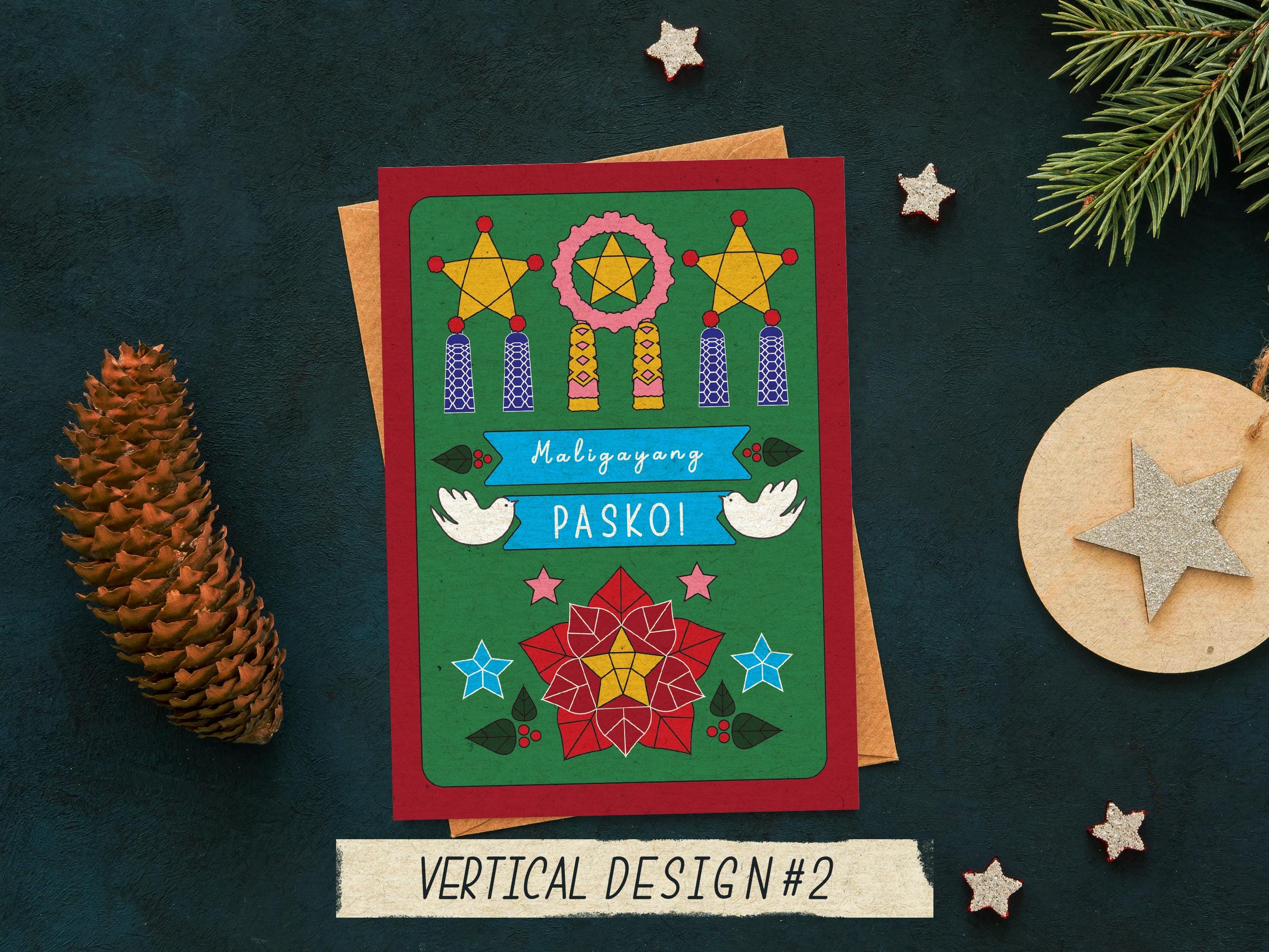 Filipino Christmas Card, Set of Four Cards, Filipino Parol, Maligayang ...