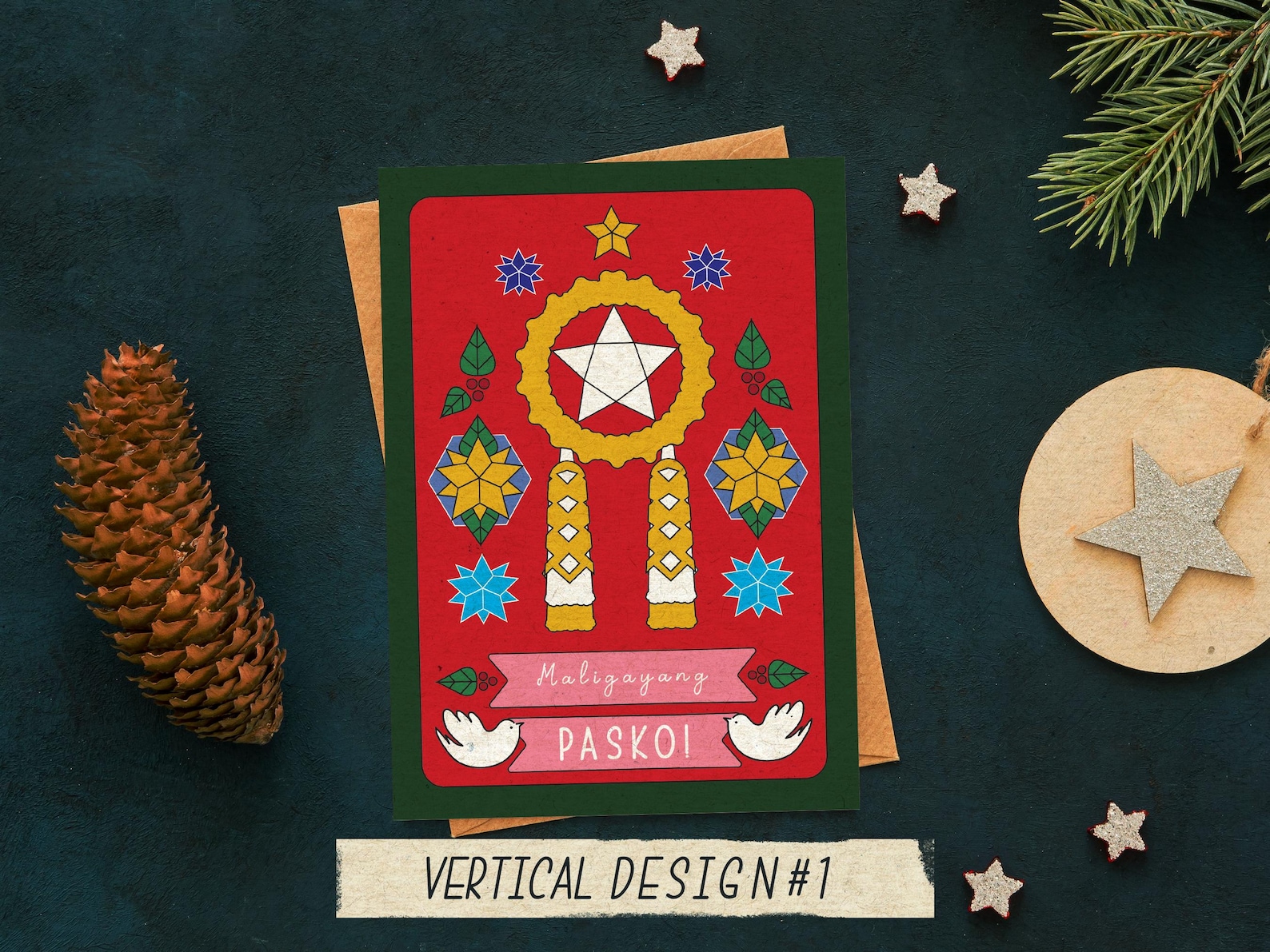 Filipino Christmas Card, Set of Four Cards, Filipino Parol, Maligayang ...