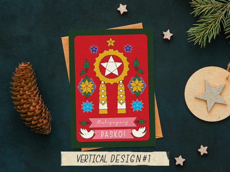 Filipino Christmas Card, Set of Four Cards, Filipino Parol, Maligayang ...