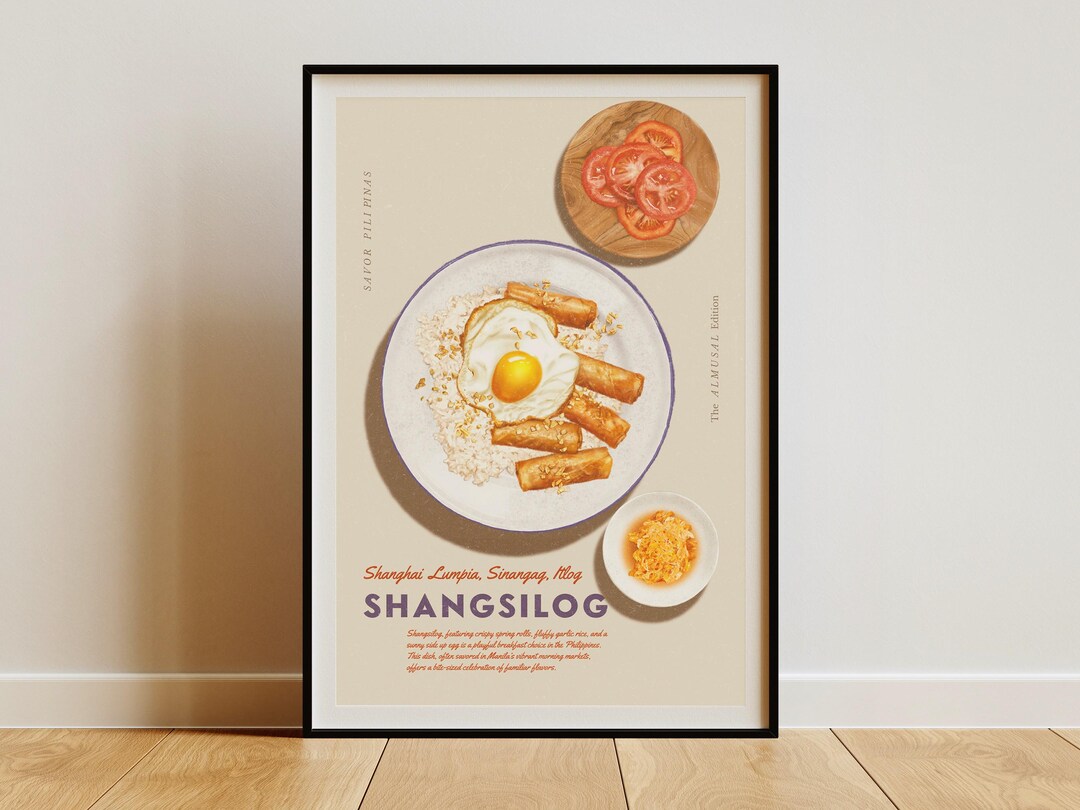 Filipino Breakfast Poster, Lumpia Dish, Silog Illustration, Café ...