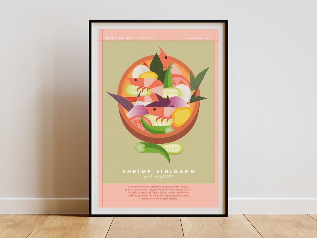 Philippine Cuisine Poster, Sinigang Comfort Food, Shrimp Illustration ...