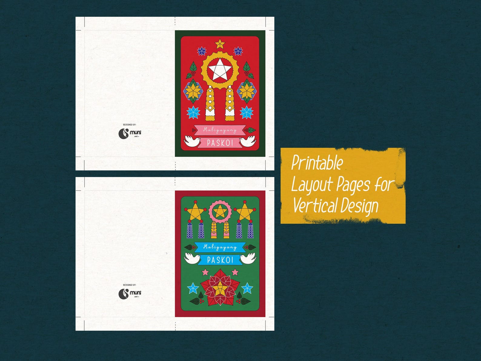 Filipino Christmas Card, Set of Four Cards, Filipino Parol, Maligayang ...