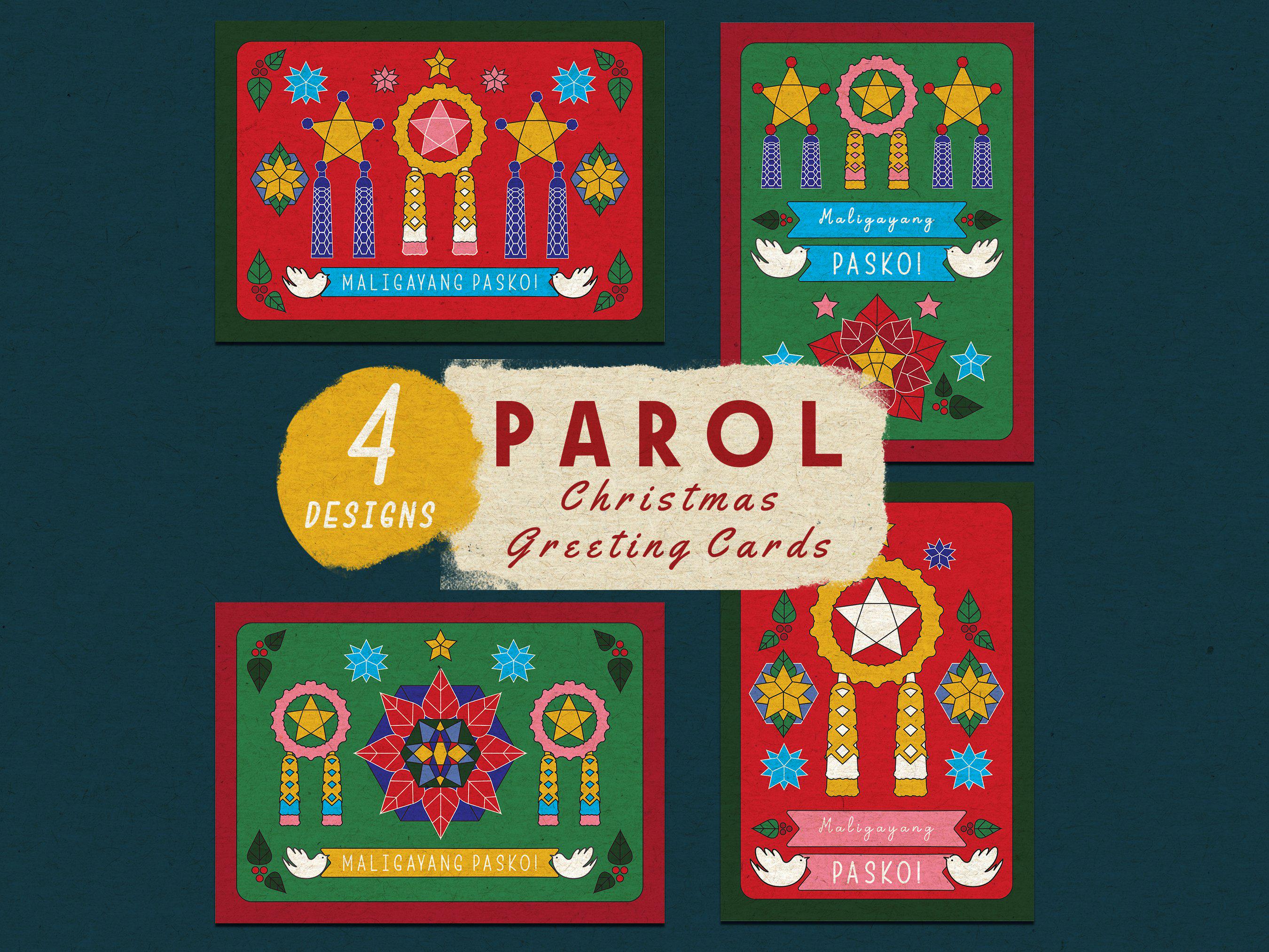 Filipino Christmas Card, Set of Four Cards, Filipino Parol, Maligayang ...