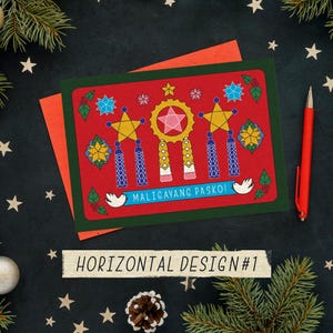 Filipino Christmas Card, Set of Four Cards, Filipino Parol, Maligayang ...