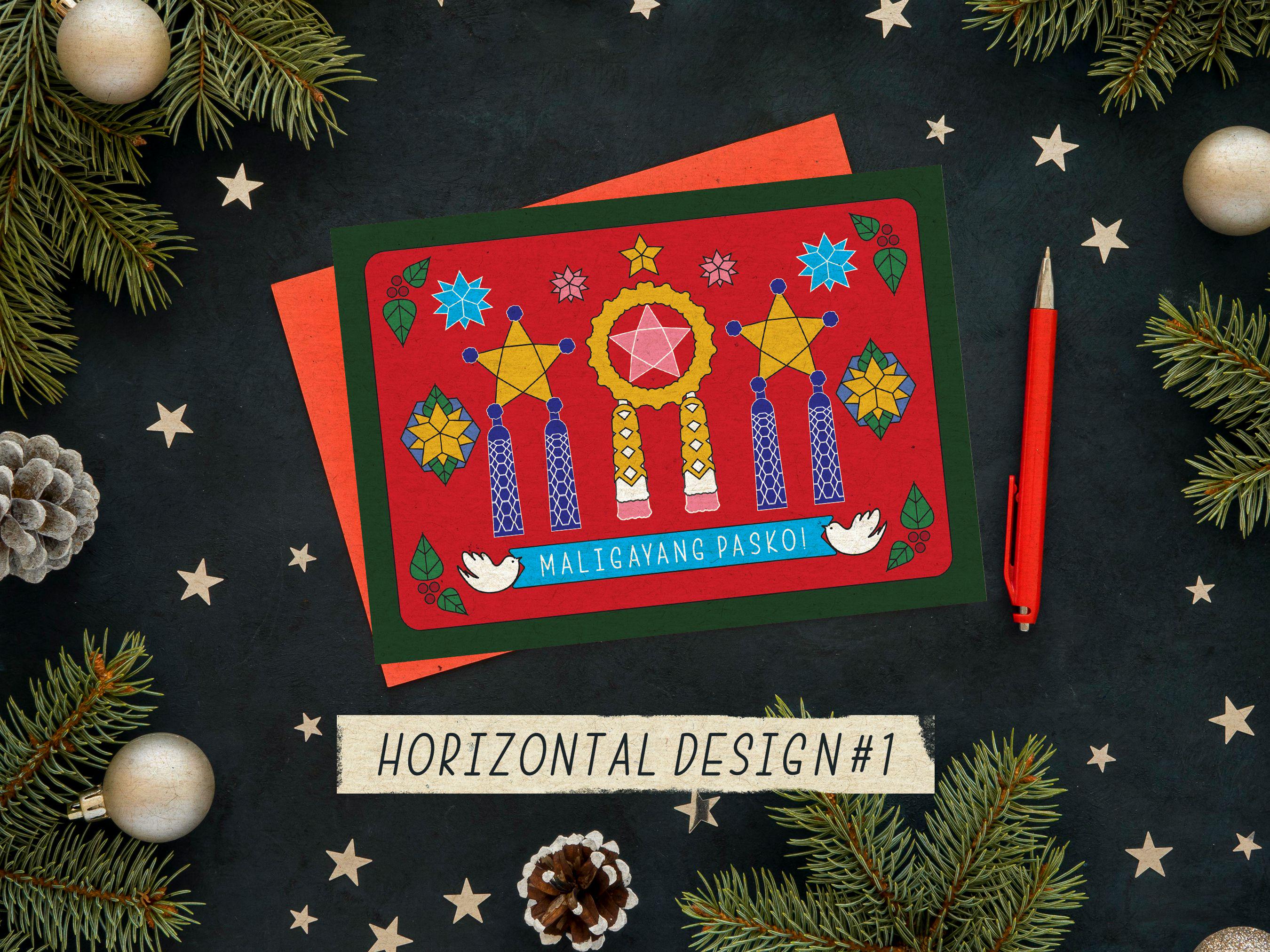 Filipino Christmas Card, Set of Four Cards, Filipino Parol, Maligayang ...