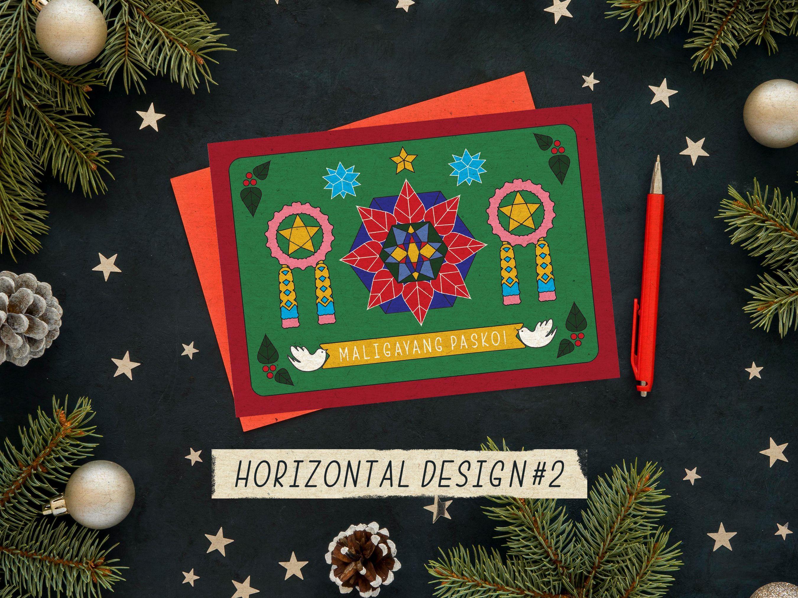 Filipino Christmas Card, Set of Four Cards, Filipino Parol, Maligayang ...