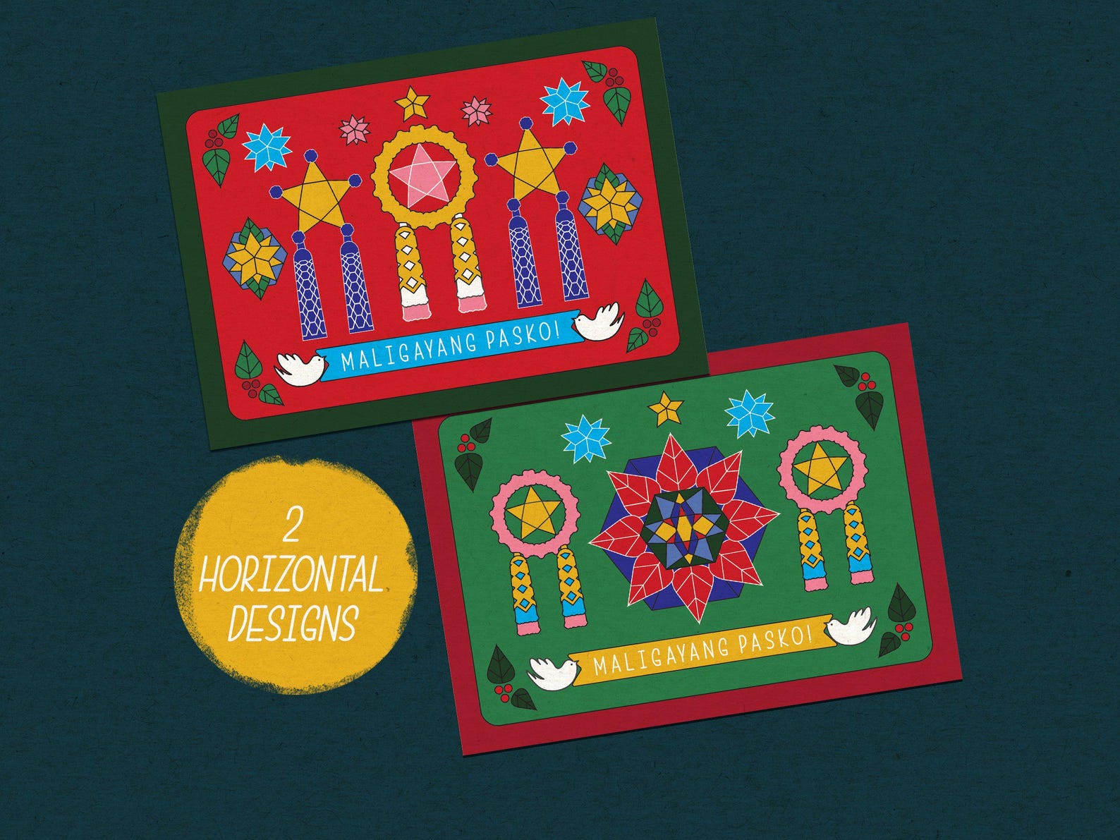 Filipino Christmas Card, Set of Four Cards, Filipino Parol, Maligayang ...