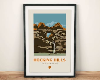 Hocking Hills Poster | Hocking Hills Vintage Poster, Hocking Hills ...