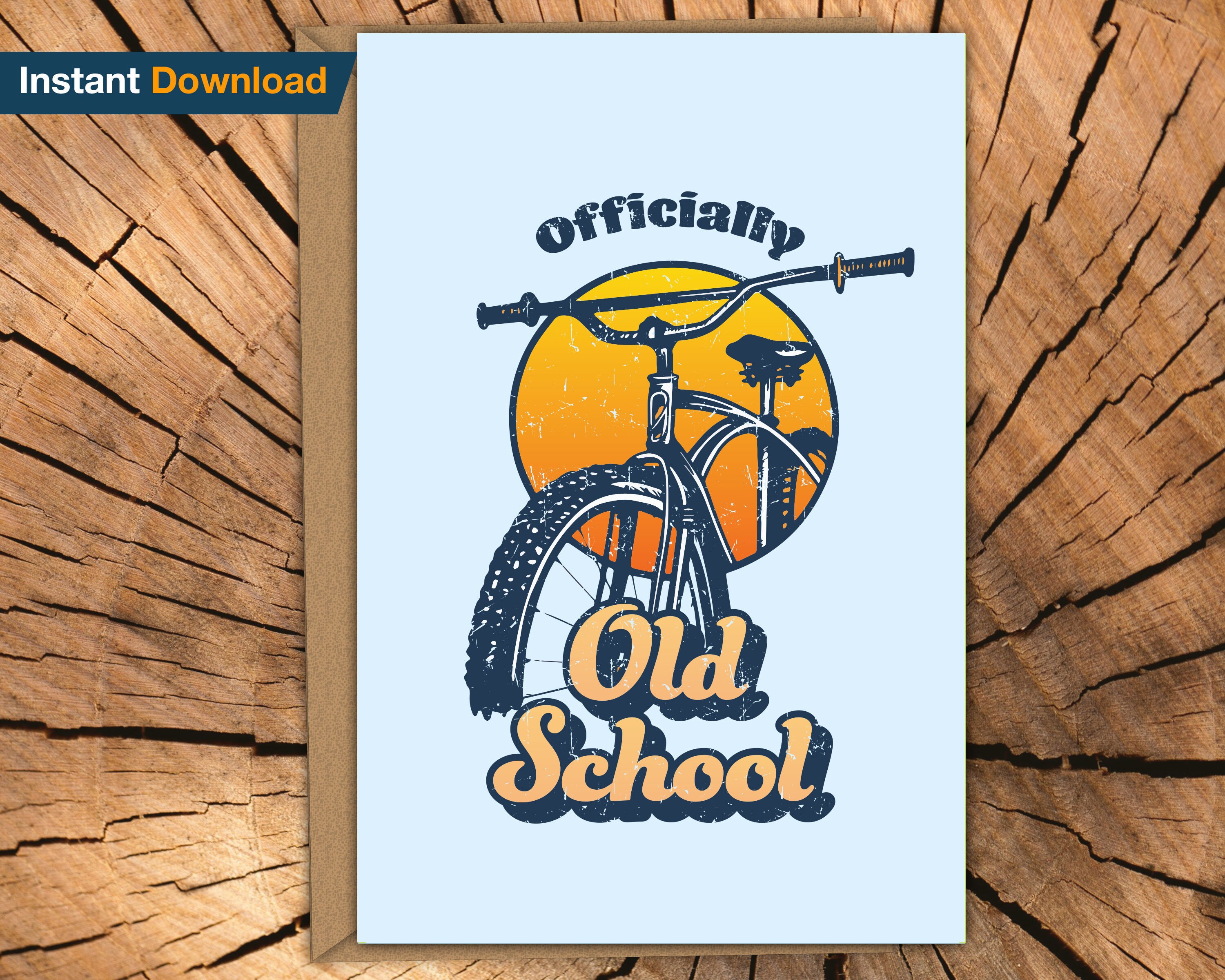 Bike Birthday Card, Printable | Mountain Bike Birthday Card | Old ...
