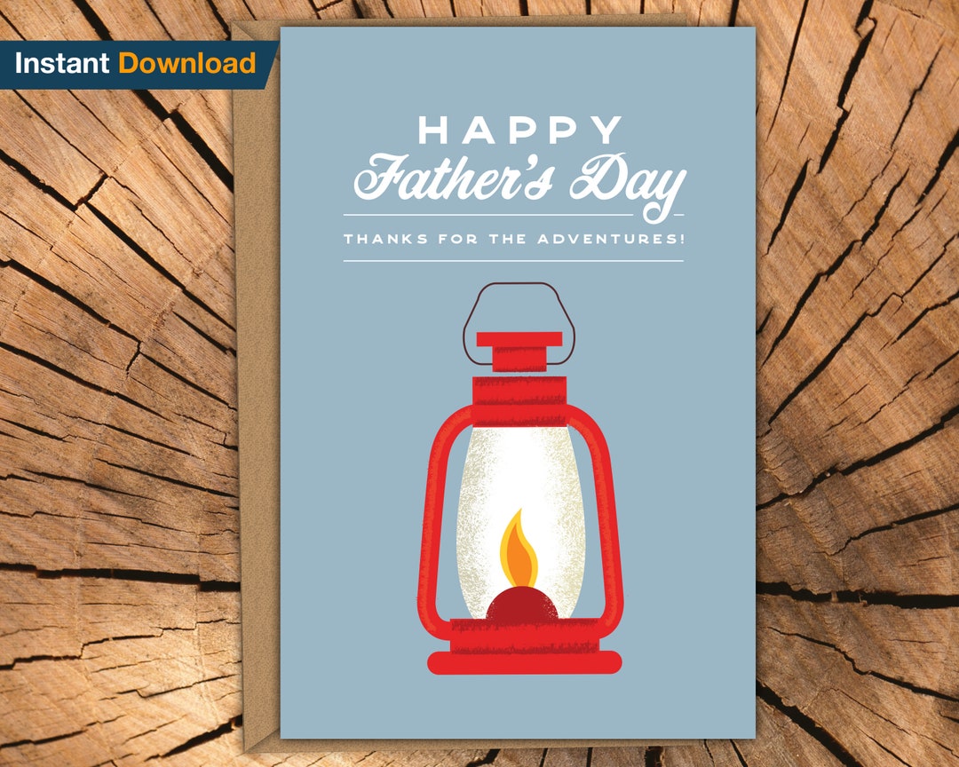 Father's Day Camping Printable Card Lantern - Etsy