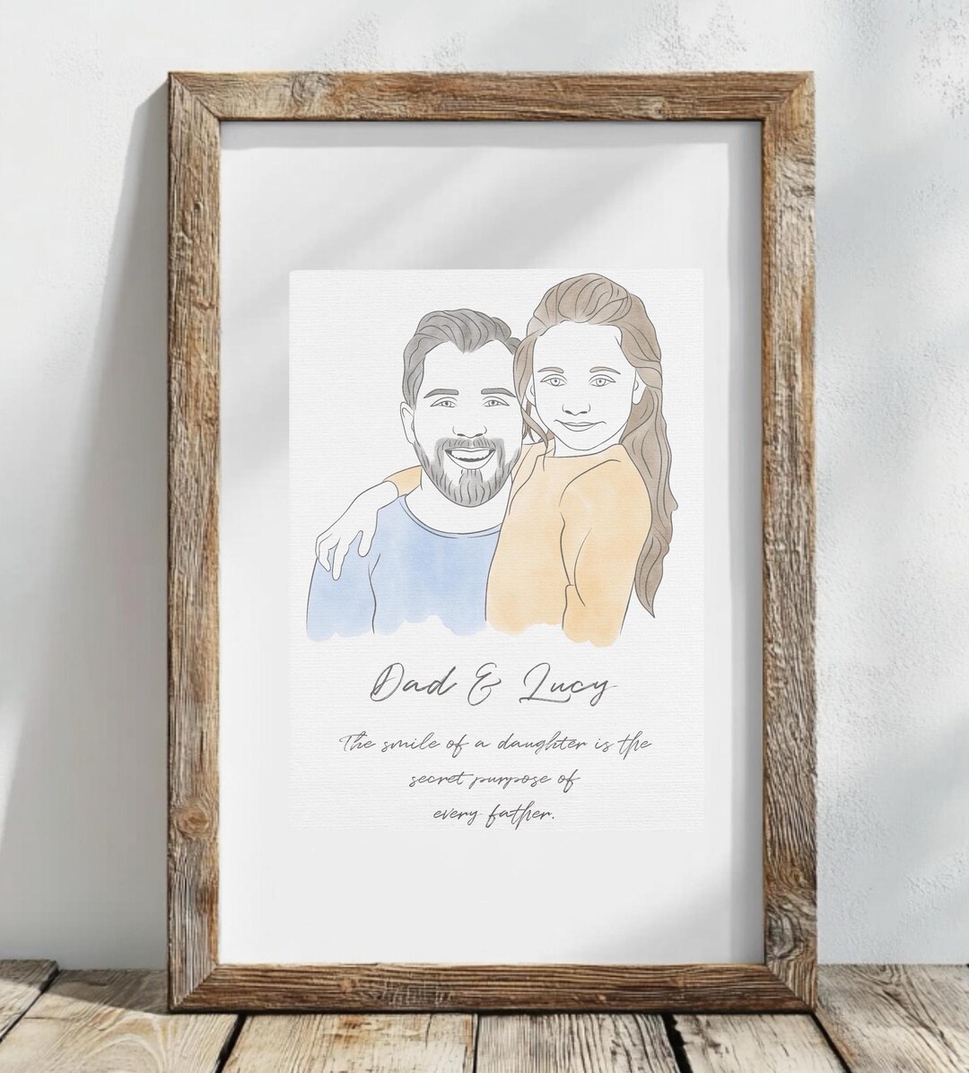 Daddy and Me Line Drawing / Custom Family Art Father's Day Gift ...