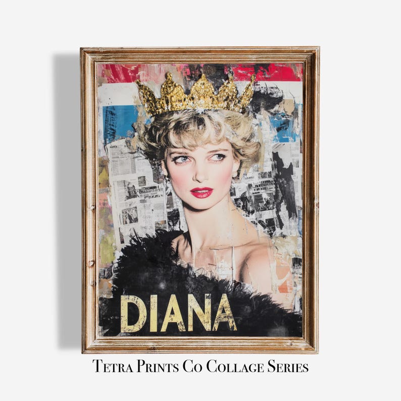 Modern Princess Diana Collage: Mixed Media Portrait Wall Art Print ...