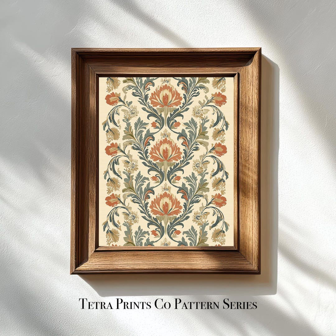 Vintage Floral Damask Pattern: Antique Textile Print for Botanical Wall ...