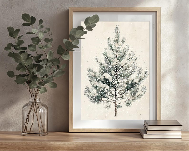 Vintage Pine Tree Botanical Prints: Holiday Gallery Wall Set for ...