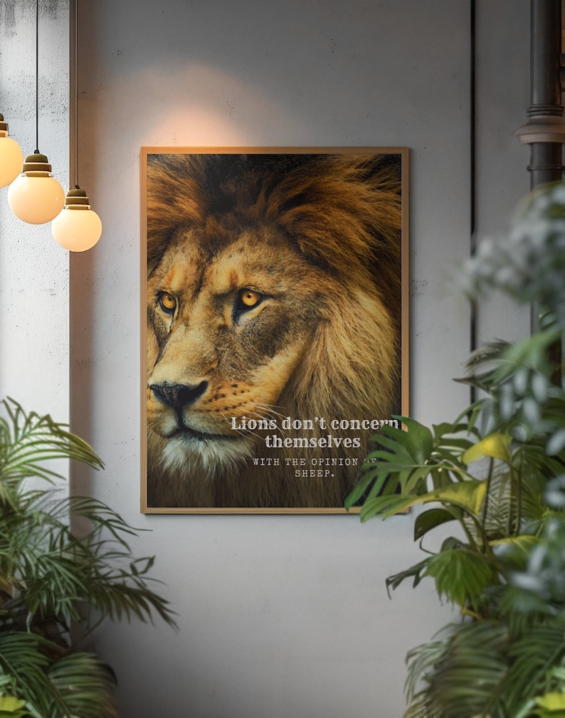 Lion Wall Art, Lion Print, Printable Wall Art, Inspirational Quote ...