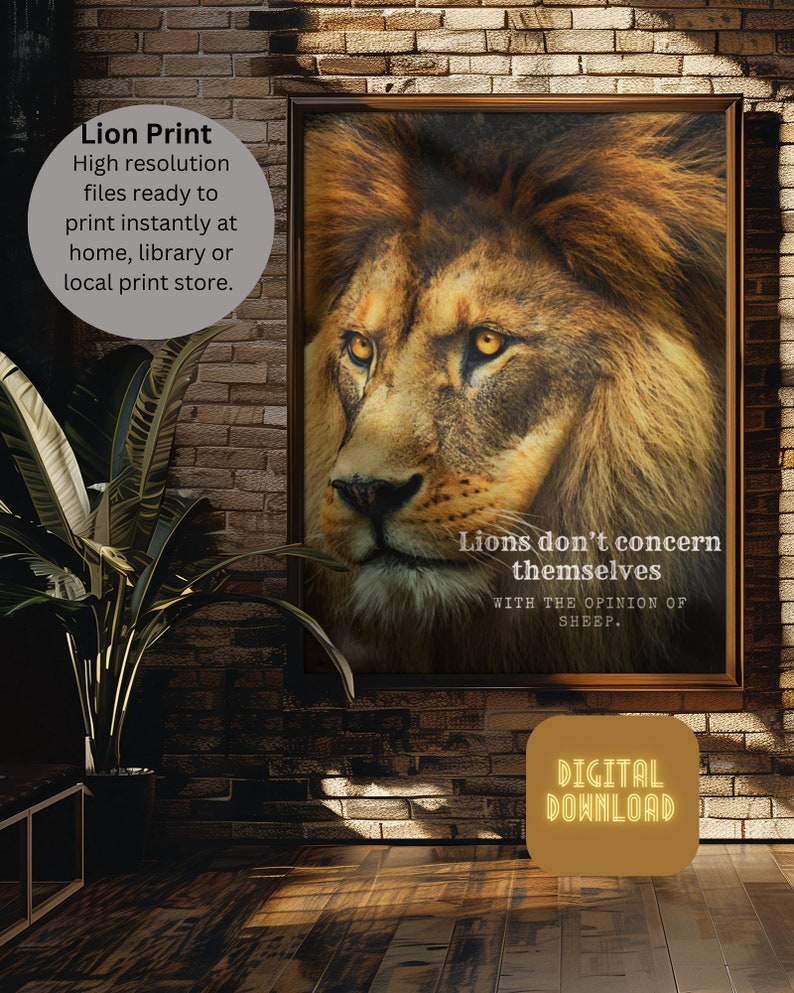 Lion Wall Art, Lion Print, Printable Wall Art, Inspirational Quote ...