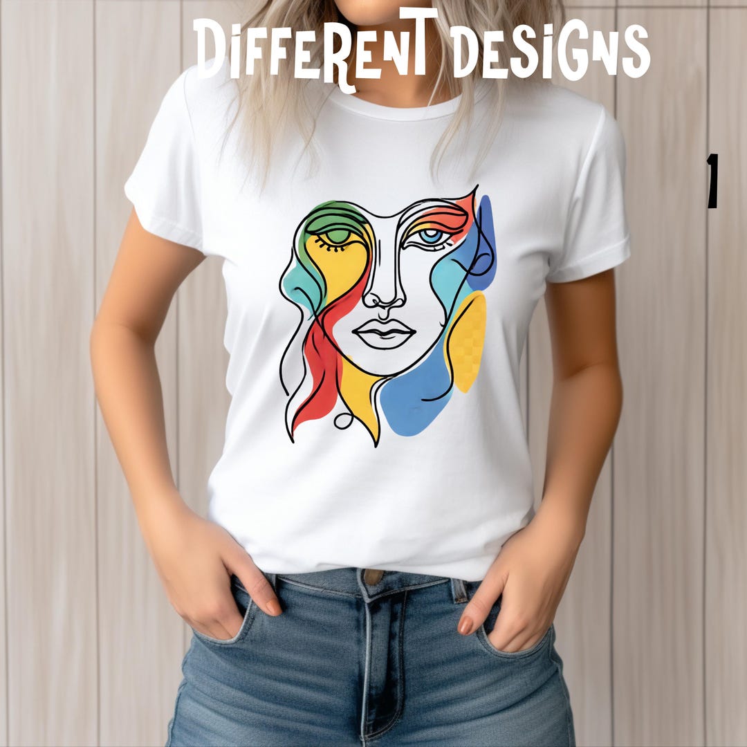 Abstract Women Face Art Tee,, Modern Portrait Graphic Shirt ...