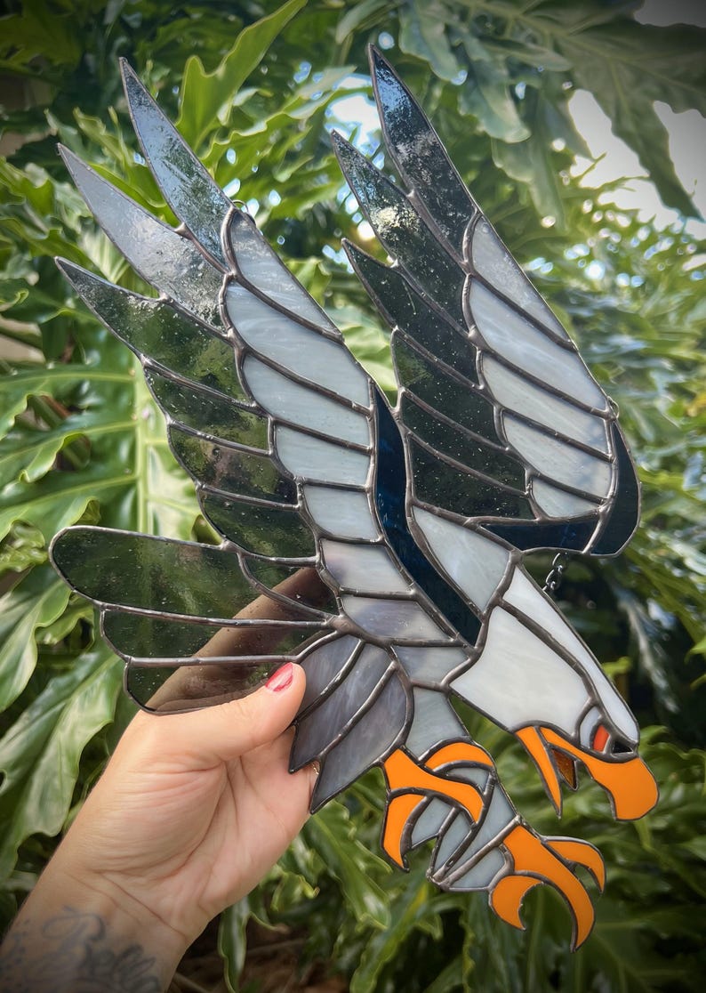 Eagle Stained Glass - Handmade Art - Window Hanging - Traditional ...