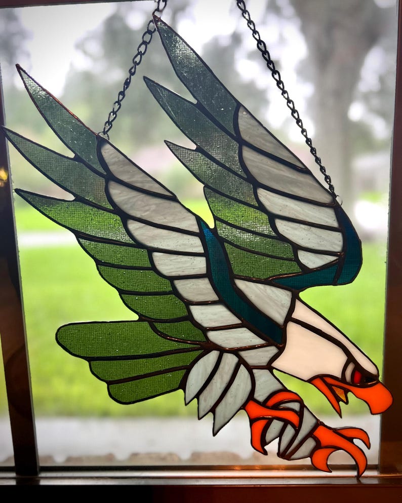 Eagle Stained Glass - Handmade Art - Window Hanging - Traditional ...