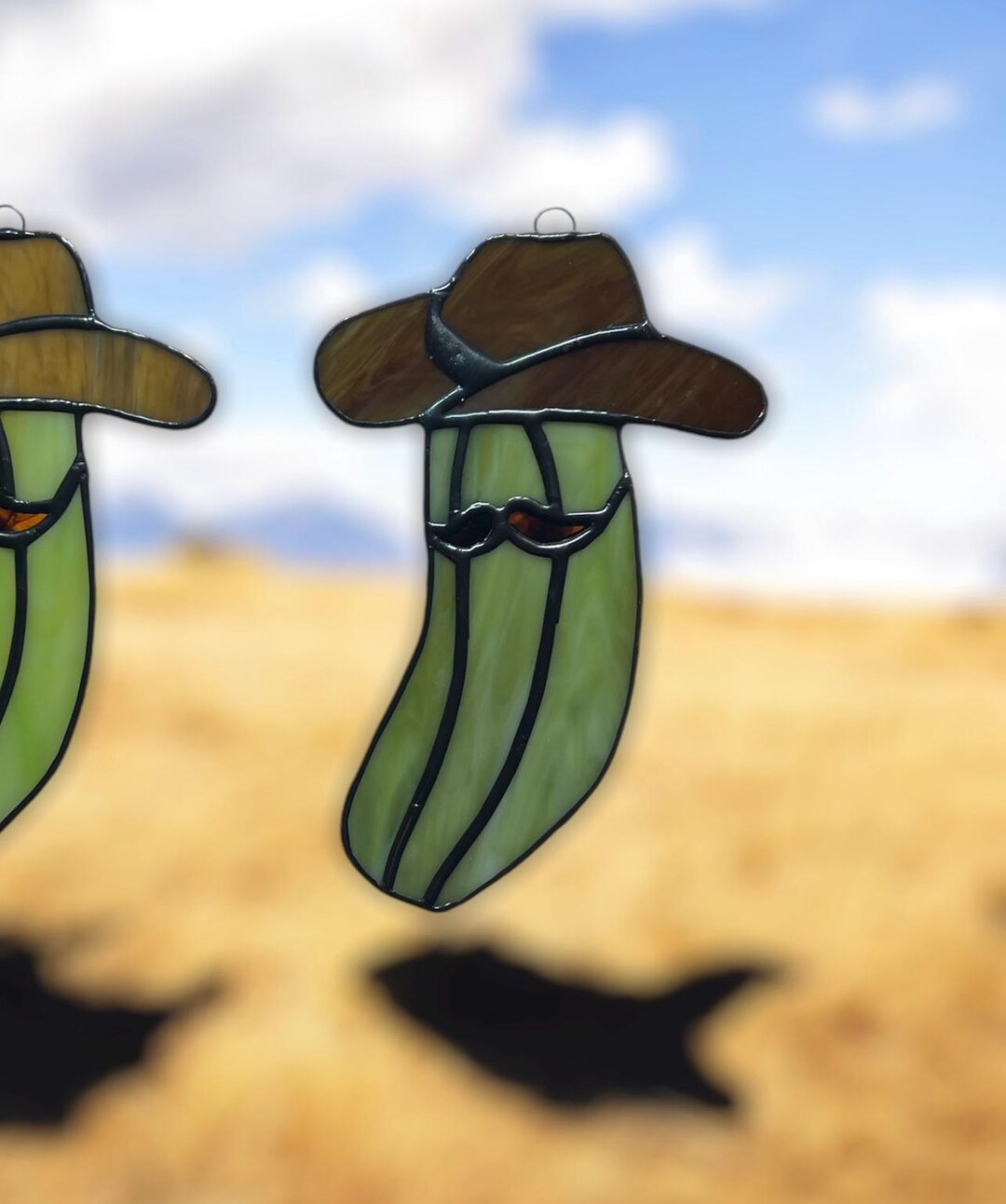 Cowboy Pickle Stained Glass - Handmade Art - Window Hanging ...