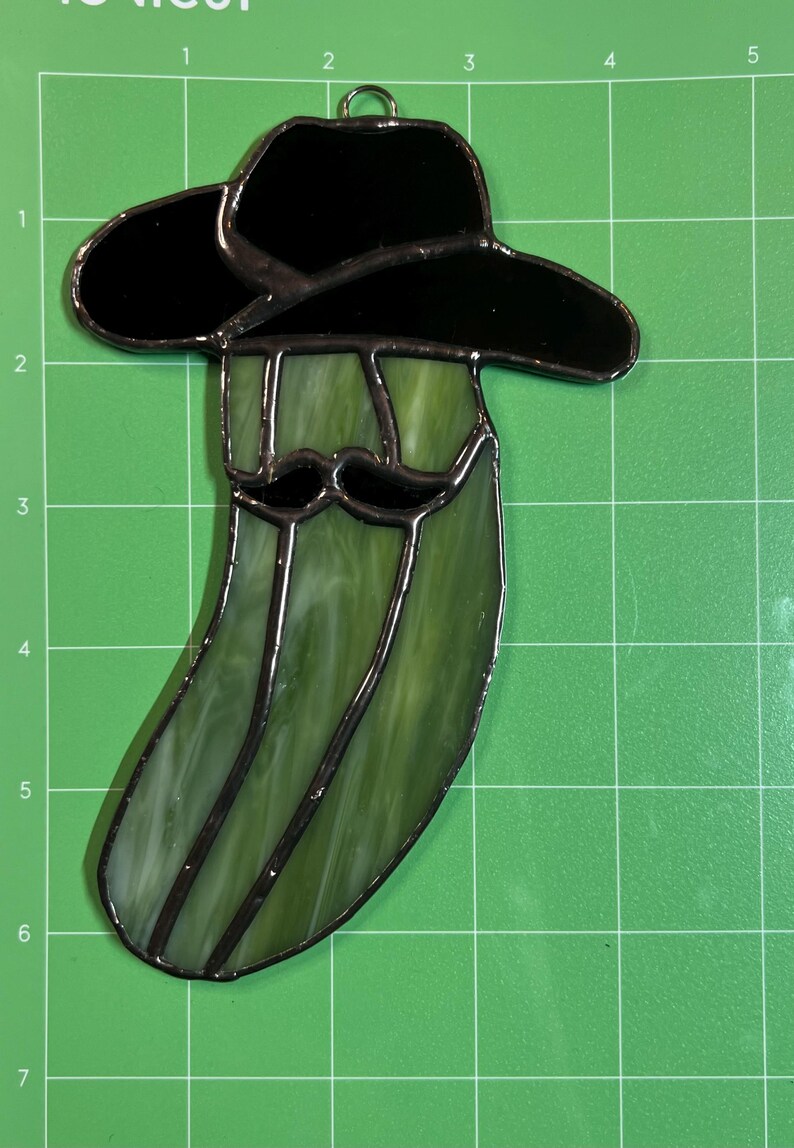 Cowboy Pickle Stained Glass - Handmade Art - Window Hanging ...