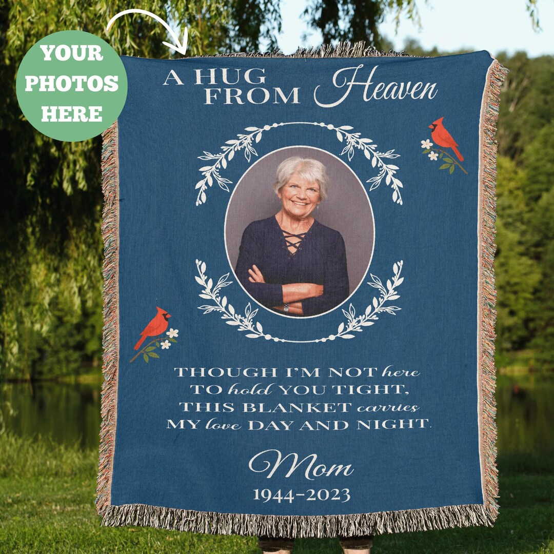 Memorial Photo Woven Blanket, Custom Memorial Throw, Sympathy Gift for ...