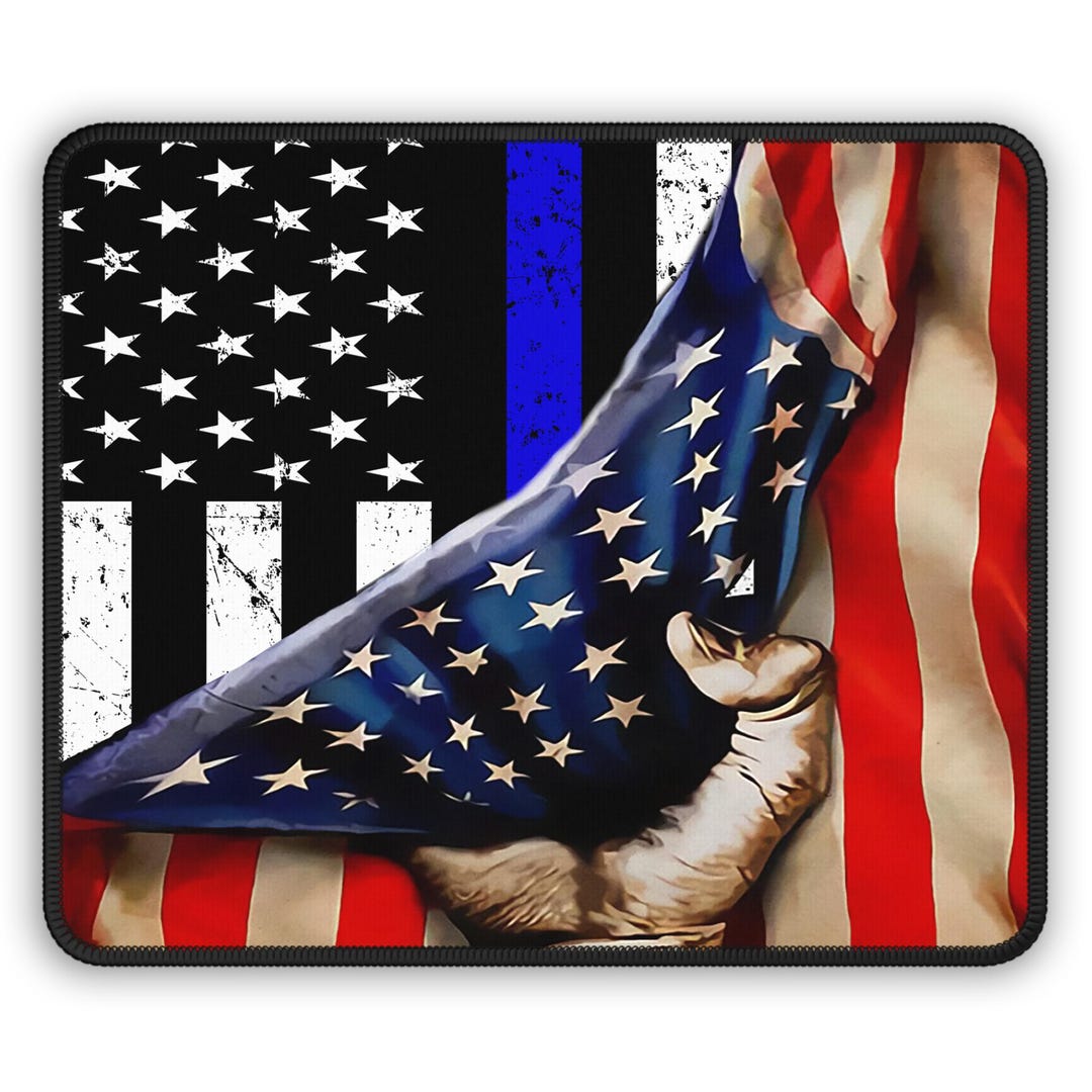 Police Officer Gaming Mouse Pad Thin Blue Line Police Dept Mouse Mat ...