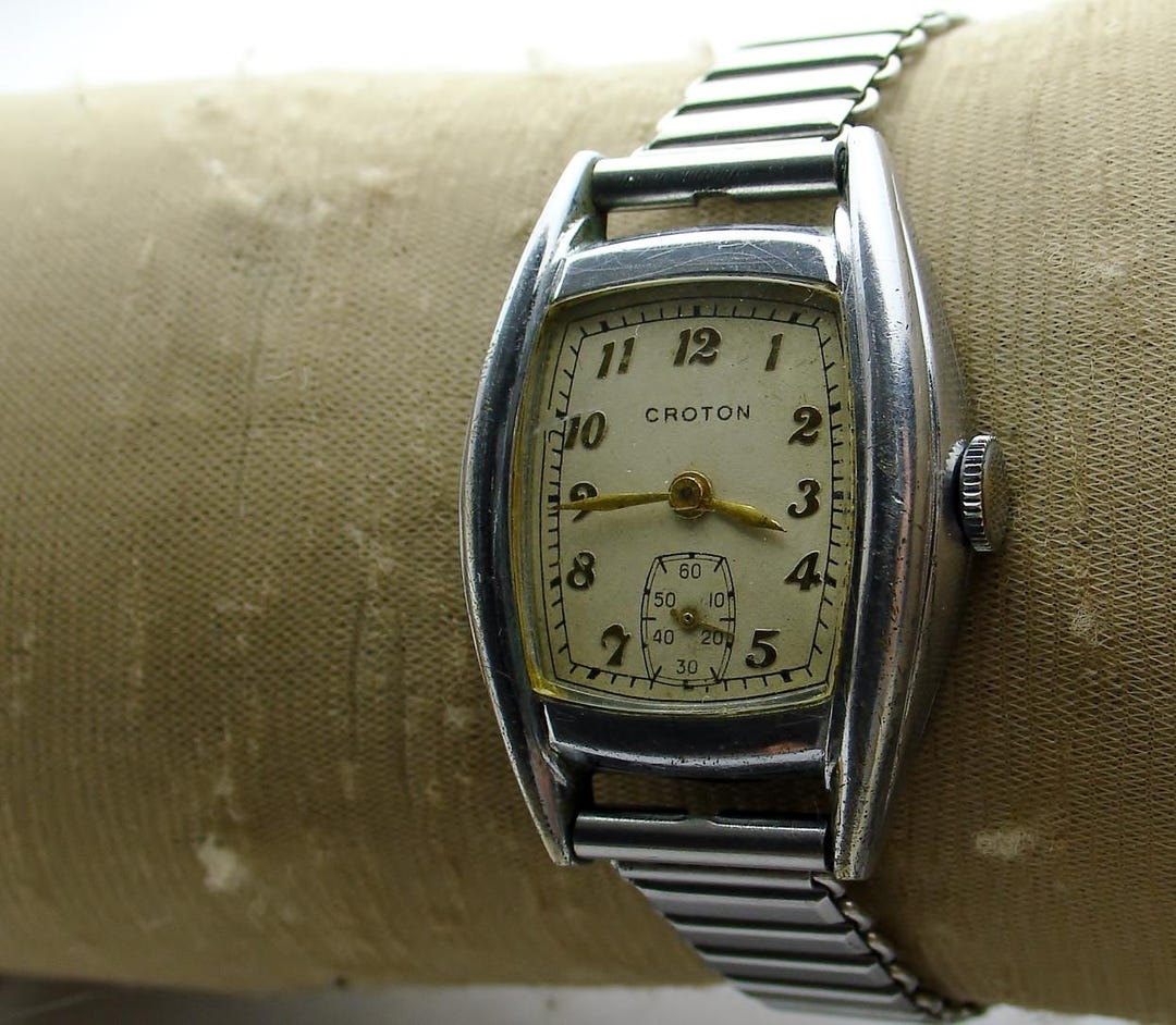 Oversized Vintage Croton Mens Watch, Tank Model, Swiss Made, Steel ...