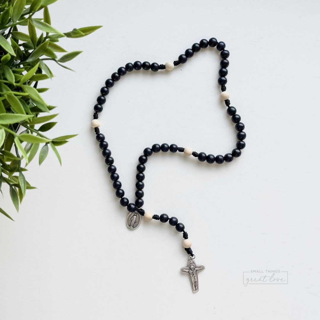 MEMENTO MORI Full Beaded Rosary - Catholic Rosary - Wood Bead Rosary ...
