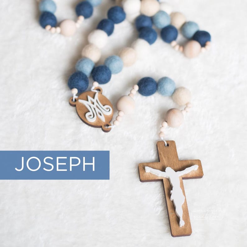 JOSEPH Wall Rosary - Wall Rosary - Felt Ball Rosary - Catholic Gift ...