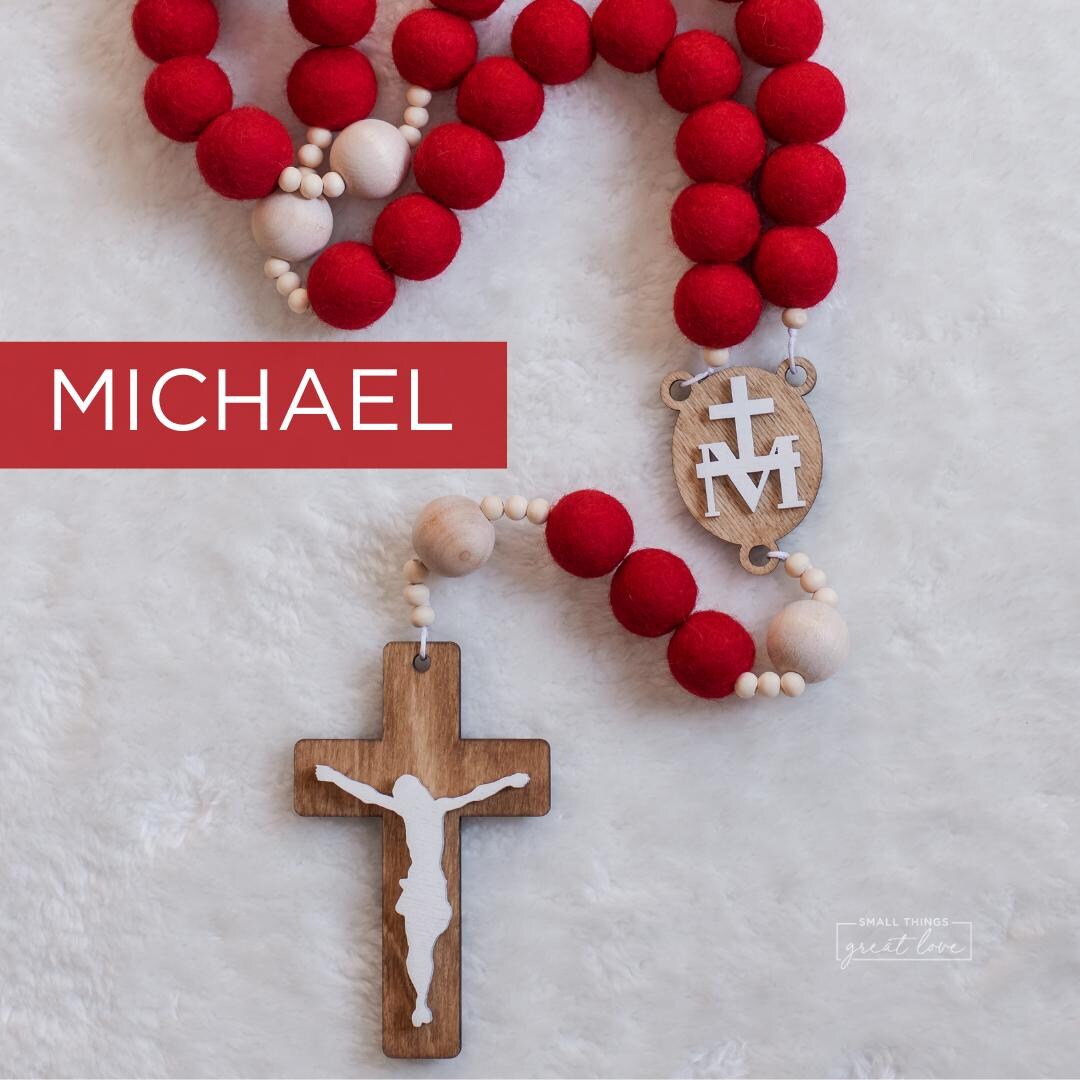 MICHAEL Wall Rosary - Wall Rosary - Felt Ball Rosary - Catholic Gift ...