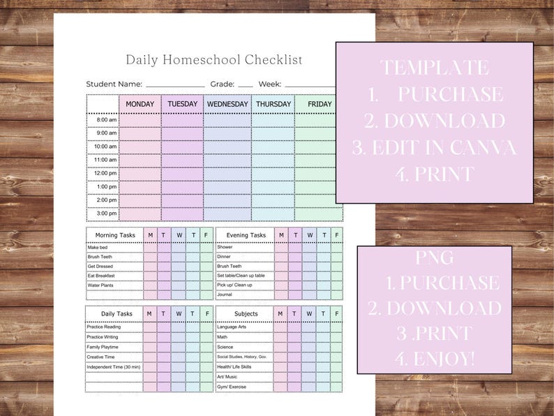 Daily Homeschool Checklist, Minimalist Home Education Tracker ...
