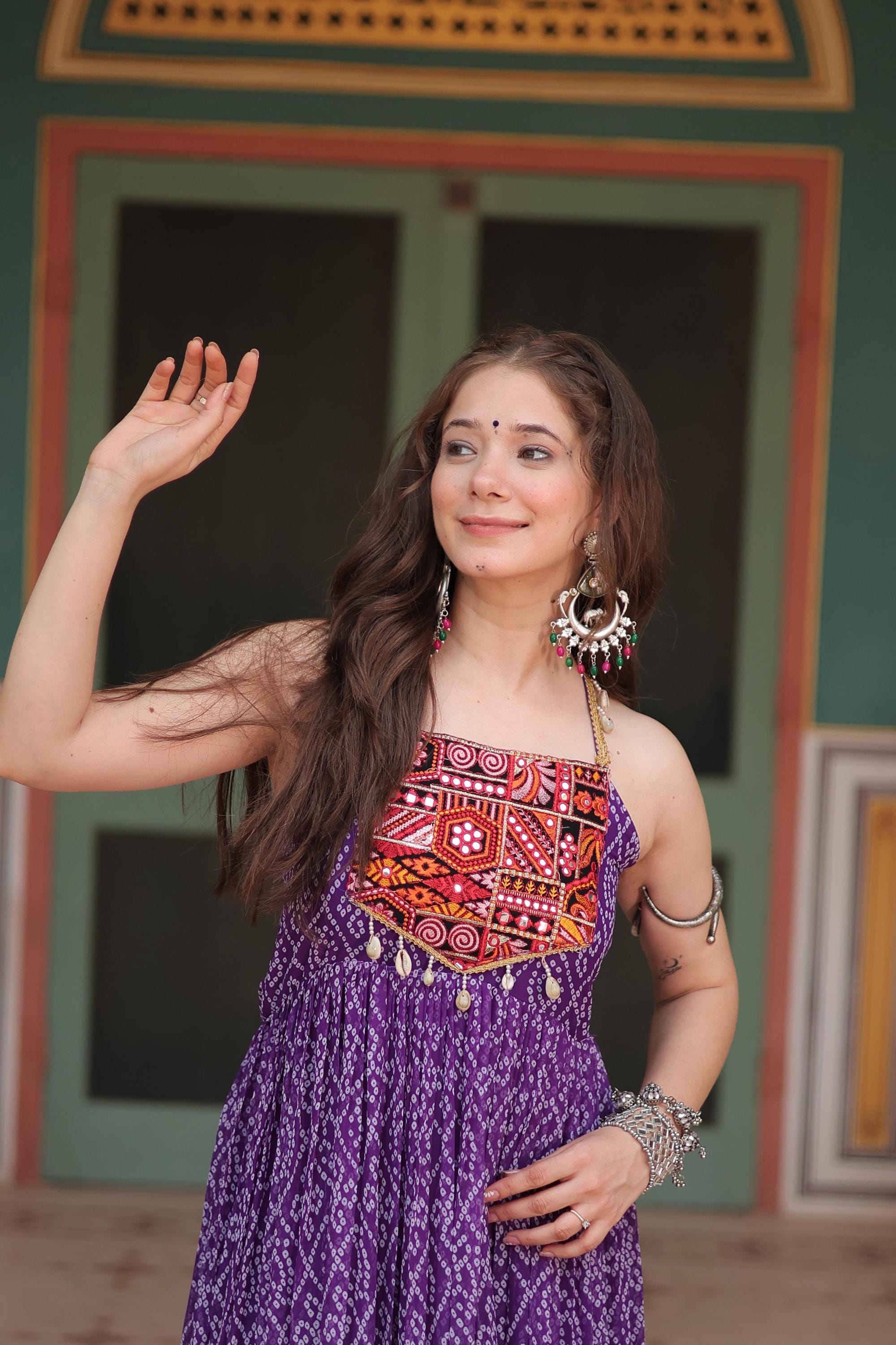 Indian Dress Navratri Clothes Bandhani Georgette Gown Party Wear ...