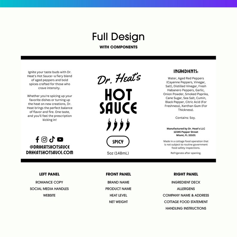 Editable Hot Sauce Label Template, Printable Hot Sauce Label, Custom ...