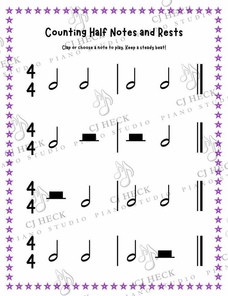 Beginner Music Student Rhythm Worksheets - Etsy