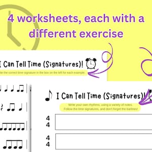 Musical Time Signature Practice Worksheets - Great for Beginner to ...