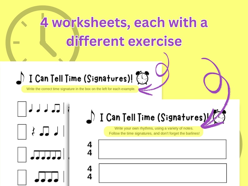 Musical Time Signature Practice Worksheets - Great for Beginner to ...
