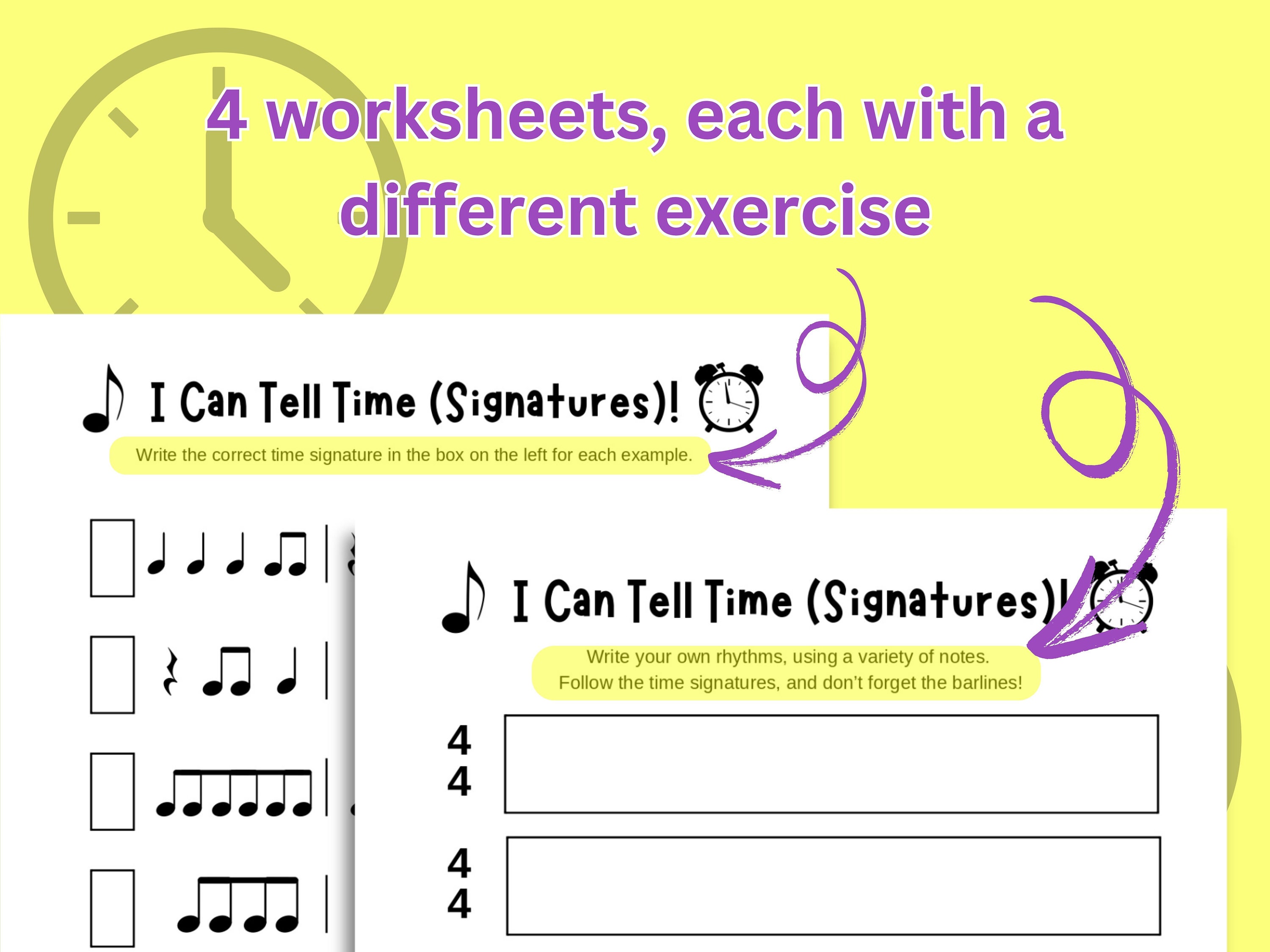 Musical Time Signature Practice Worksheets - Great for Beginner to ...